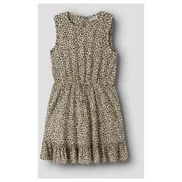 Minikleid name it "NKFVINAYA SPENCER", M&auml;dchen, Gr. 128, N-Gr, turtledove aop:leopard, Web, Obermaterial: 98% Polyester, 2% Elasthan, bedruckt, normal kurz, Rundhals, Kleider Minikleid, Materialmix, regular fit