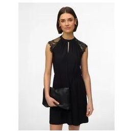 V&eacute;ro Moda Minikleid VERO MODA "VMMILLA SL SHORT LACE DRESS NOOS", Damen, Gr. M, N-Gr, schwarz, Jersey, Obermaterial: 95% Polyester, 5% Elasthan, unifarben, kurz, Rundhals, Kleider Minikleid, Materialmix, Spitze