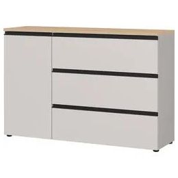 Sideboard Germania "Cormano", kaschmir, lindberg, eiche, nachbildung, B:135cm H:91cm T:41cm, Holzwerkstoff, Sideboards, Sideboard, Kommode mit einer T&uuml;r und drei Schubk&auml;sten