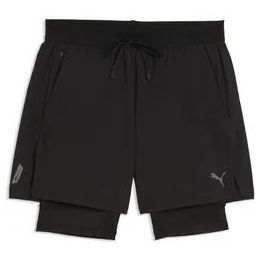 Trainingsshorts Puma "PWRMODE 2-in-1 Stretch Gewebte Shorts Herren", Herren, Gr. L, Normalgr&ouml;&szlig;en, schwarz, Obermaterial: 13% Elasthan, 87% Polyester. Taschenfutter: 100% Polyester. Netz: 94% Polyester, 6% Elasthan. Innenhose: 84% Polyester, 16% Elasthan. Unterer Bund: 89% Polyester, 11% Elasthan. Innere Tasche: 14% Elasthan, 86% Polyester, regular fit, Hosen