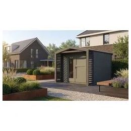 Gartenhaus Weka "Killarney", gr&uuml;ngrau, anthrazit, ohne Fu&szlig;boden, ohne Dacheindeckung, Massivholz, Gartenh&auml;user, Gartenhaus, Doppelt&uuml;r, 1 1/2 Seite mit Fenster, inkl. Rhombusvordach