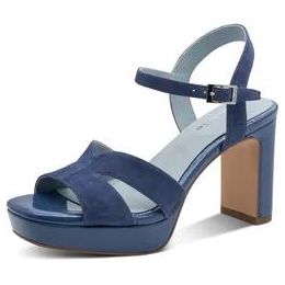 High-Heel-Sandalette Tamaris, Damen, Gr. 36, blau, Ziegenveloursleder, aufgeraut, unifarben, Schuhe, Blockabsatz, Sommerschuh, Abendschuh, mit ANTIshokk-Absatz