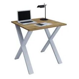Schreibtisch Vcm "Schreibtisch B&uuml;rotisch Computertisch 80x80 Lona X", braun (silber, honig, eiche), B:80cm T:80cm, Tische, Schreibtisch