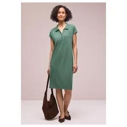 Midikleid Street One, Damen, Gr. 38, EURO-Gr&ouml;&szlig;en, bound gr&uuml;n, Stoff, 70% Viskose, 25% Polyester, 5% Elasthan, unifarben, comfort fit knieumspielend, V-Ausschnitt, abgesteppt, Kleider Midikleid, in Unifarbe