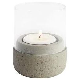 Teelichthalter APS "Element", grau (beton, transparent), B:6cm H:8cm T:6cm &Oslash;:6cm, Beton, Glas, Kerzenhalter, Teelichthalter, hochwertige Beton-Windlichter, mit m&ouml;belschonender Unterseite, &Oslash; 6 cm