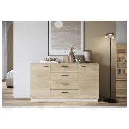 Kommode Home Affaire "LAGOON", natur, B:1.550cm H:87,6cm T:40cm, Holzwerkstoff, Sideboards, Kommode, modernses Sideboard, Breite ca.155 cm, 2 T&uuml;ren und 4 Schubkasten