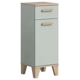 Midischrank Welltime "MINTTU, H&ouml;he 87 cm, 1 T&uuml;r, 1 Schubkasten, 1 Einlegeboden, 2 F&auml;cher", hellgr&uuml;n, eiche hell nachbildung, B:34cm H:87cm T:31cm, FSC-zertifizierter Holzwerkstoff, Schr&auml;nke, Midischrank, Badm&ouml;bel, Badschrank, Schrank, Kommode, Bad, Unterschrank