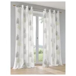 Kutti Gardine HEINE HOME Gr. 4, gr&uuml;n, wei&szlig;, B:135cm H:245cm, Polyester, Viskose, Gardinen, Gardine