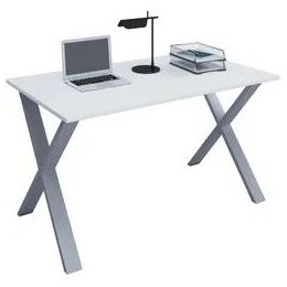 Schreibtisch Vcm "Schreibtisch B&uuml;rotisch Computertisch 80x50 Lona X", wei&szlig; (silber, wei&szlig;), B:80cm T:50cm, Tische, Schreibtisch