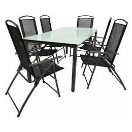 Garten-Essgruppe Vcm "7-tlg Sitzgruppe Gartenm&ouml;bel Tisch St&uuml;hle Set 189M", schwarz, B:189cm T:90cm, Obermaterial: 100% Metall MT., Sitzm&ouml;bel-Sets