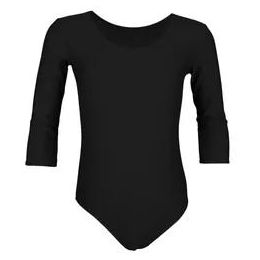 Turnanzug AQUARTI "Body M&auml;dchen Body 3/4 Arm", Kinder, Gr. 128, schwarz, Obermaterial: 96% Baumwolle CO. 4% Elasthan EL., Sportanz&uuml;ge