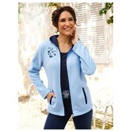 Fleecejacke Classic Basics, Damen, Gr. 54, eisblau, marine, 100% Polyester, gebl&uuml;mt, gemustert, mehrfarbig, Jacken Fleecejacke