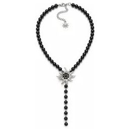 Kette mit Anh&auml;nger "Alpenkette", Damen, Gr. onesize, Glas, schwarz, Collezione Alessandro, Basic, Halsketten, Perlenkette mit Edelwei&szlig;