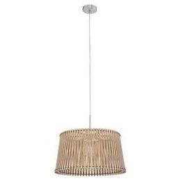 Eglo H&auml;ngeleuchte "SENDERO Pendellampe, Stahl und Holz, E27, IP20, Wohnzimmerlampe, Lampe", beige (nickel, matt ahorn), 1, &Oslash; 45cm H: 130cm, 1 Stk., Leuchten, H&auml;ngeleuchte, H130 x &Oslash;45 cm, nickel-matt, 1X60W exkl., H&auml;ngeleuchte