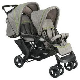 CHIC 4 BABY Geschwisterwagen CHIC4BABY "Duo", Kinder, jeans grau, Kinderwagen, mit feststellbaren Doppelschwenk-Vorderr&auml;dern
