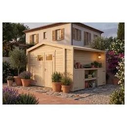 Gartenhaus Weka "Killarney", naturbelassen, ohne Fu&szlig;boden, ohne Dacheindeckung, Massivholz, Gartenh&auml;user, Gartenhaus, Doppelt&uuml;r, 1/4 verglast, mit Pflanztisch