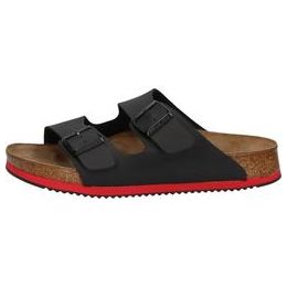 Sandale Birkenstock "Arizona SL", Herren, Gr. 44, schwarz (schwarz, rot), Obermaterial: 50% Rindsleder Leather cow. 50% Lammleder LEL., Schuhe Sandale