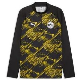 T-Shirt Puma "Borussia Dortmund Aufw&auml;rmoberteil Herren", Herren, Gr. L, schwarz faster gelb, Obermaterial: 100% Polyester, bedruckt, slim fit, Rundhals, Shirts T-Shirt