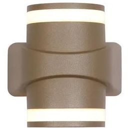 LED Au&szlig;en-Wandleuchte Searchlight "Grip LED Au&szlig;enwandleuchte, Gold", goldfarben, wei&szlig;, B:14cm H:14,1cm, Leuchten