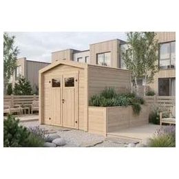 Gartenhaus Weka "Killarney", naturbelassen, ohne Fu&szlig;boden, ohne Dacheindeckung, Massivholz, Gartenh&auml;user, Gartenhaus, Doppelt&uuml;r, 1/4 verglast, inkl. Hochbeet