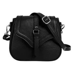 Umh&auml;ngetasche CLUTY, Damen, Gr. B/H/T: 19cm x 17cm x 7cm onesize, schwarz, Leder, leicht gl&auml;nzend, unifarben, Taschen Umh&auml;ngetasche, echt Leder, Made in Italy