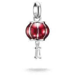Charm-Einh&auml;nger Thomas Sabo "Charm Lampion - Connect", silberfarben, rot, schwarz, kristallwei&szlig;, kristallwei&szlig;, Charms, Damen, Silber 925 (recycelt), mit Zirkonia (synth.) - Emaille
