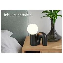 Trio REALITY LEUCHTEN Tischleuchte "QUINN, Keramik Tischlampe m. Glasschirm, Set inkl 2xG9 Leuchtmittel 3W", schwarz, 1, H: 21,5cm, 2 Stk., Leuchten, Design Nachttischlampe, Schreibtischlampe H&ouml;he 22cm, Glas Lampenschirm, Tischleuchte