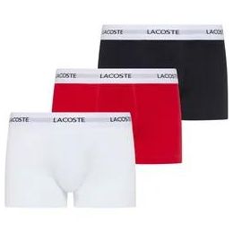 Trunk Lacoste, Herren, Gr. XXL, wei&szlig;, rot, blau, Jersey, Obermaterial: 95% Baumwolle, 5% Elasthan, unifarben, figurbetont, Unterhosen, mit Lacoste-Schriftzug am Bund