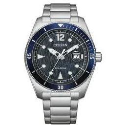 Solaruhr Citizen "Eco-Drive Day Date", silberfarben, blau, Armbanduhren, Herren, Armbanduhr, Herrenuhr, Edelstahlarmband, analog, Big Date