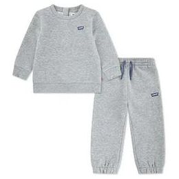Levi's Neugeborenen-Geschenkset LEVI'S KIDS "LVN HOODIE,JOGGER SET", Jungen, Gr. 6M68, grau heather, angeraute Sweatware, Obermaterial: 60% Baumwolle, 40% Polyester, unifarben, KOB Set-Artikel, mit kleiner Label-Applikation- Stickerei