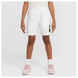 Sporthose Nike SPORTSWEAR "K NSW CLUB FT SHORT HBR", M&auml;dchen, Gr. XL, N-Gr, wei&szlig;, schwarz, Obermaterial: 80% Baumwolle, 20% Polyester, Hosen Sporthose, aus French-Terry-Material, atmungsaktiv, mit Kordelzug
