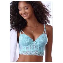 Push-up-BH Lascana, Damen, Gr. 75, Cup C, blau (t&uuml;rkis), Spitze, Obermaterial: 60% Polyamid, 35% Polyester, 5% Elasthan, BHs Push-up-BH, mit B&uuml;gel, in leichter Longforn, mit Spitze, sexy Dessous