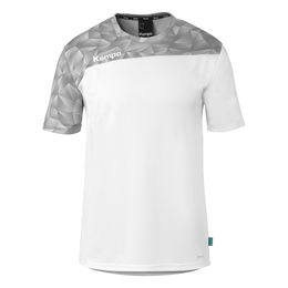Trainingsshirt Kempa "Trainings-T-Shirt Athletics 29 Kids", M&auml;dchen, Gr. 116, wei&szlig; (wei&szlig;, steingrau), Obermaterial: 100% Polyester Pol. recyc.., Shirts