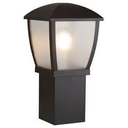Pollerleuchte Searchlight "Seattle Post - Black Metal & Clear Frosted Polycarbonate", schwarz (schwarz und klar, mattiert), B:32cm H:45cm L:32cm, Leuchten