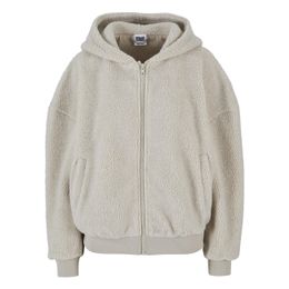 Sweatjacke Urban Classics "Urban Classics Damen Ladies Oversized Sherpa Zip Hoody", Damen, Gr. 4XL, wetsand, 100% Polyester, unifarben, Sweatjacken Sweatjacke