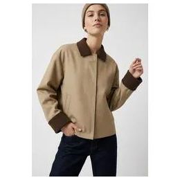 Kurzjacke Pieces "PCJORMA SHORT LIGHT JACKET NOOS BC", Damen, Gr. XS, greige detail:hot fudge, Web, Obermaterial: 100% Polyester, unifarben mit Farbeins&auml;tzen, bequem normal, hoch geschlossener Ausschnitt, Jacken Kurzjacke, mit farblich abgesetztem Kragen und B&uuml;ndchen