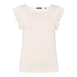 Kurzarmshirt Zero "Damen R&uuml;schen mit Perlen", Damen, Gr. 44, eggnog, Jersey, Obermaterial: 98% Viskose, 2% Elasthan, unifarben, figurbetont normal, U-Boot-Ausschnitt, Shirts, Perlen
