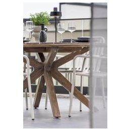 Gartentisch VENTURE HOME "Rosario, runde Esstafel f&uuml;r den Au&szlig;enbereich", braun, natur, natur, B:140cm H:75cm T:140cm, Tische, Gartentisch, Outdoortisch rund, Metallgestell, pflegeleicht