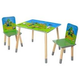 Kindersitzgruppe Phoenix "Minecraft Sitzgruppe", minecraft, gr&uuml;n, natur, grau, B:60cm H:49cm T:50cm, MDF, Massivholz, Sitzm&ouml;bel-Sets, Set Tisch mit 2 St&uuml;hlen