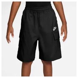 Shorts Nike SPORTSWEAR "K NSW CLUB WVN CRGO SHORT", Jungen, Gr. XL, N-Gr, schwarz, wei&szlig;, Obermaterial: 93% Polyester, 7% Elasthan, Hosen Shorts, f&uuml;r Kinder und Jugendliche, sportlicher Stil, ohne Verschluss