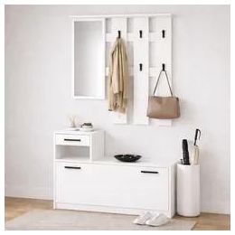 Garderoben-Set OTTO HOME "Luna Kommode mit 1 Klappe + 1 Schubkasten, Paneel mit Spiegel 6 Haken", sosna, B:100cm H:190cm T:27,7cm, Kunststoff, Spanplatte, Spiegelglas, Kastenm&ouml;bel-Sets, Kompaktes Garderoben-Set f&uuml;r ein stilvolles und ordentliches Zuhause