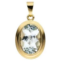 Kettenanh&auml;nger Jobo "Anh&auml;nger 17,5 mm oval mit Aquamarin", gelbgold 585, hellblau, Schmuckanh&auml;nger, Damen, Gelbgold 585, Kettenanh&auml;nger, 14 Karat 585 Gold