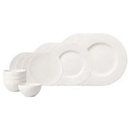 Villeroy & Boch Geschirr-Set VILLEROY & BOCH "Starter-Set Manufacture Rock wei&szlig;", wei&szlig;, 16, Porzellan, Geschirr-Sets, Geschirr-Set, Sp&uuml;lmaschinengeeignet, Mikrowellenfest