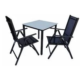 Garten-Essgruppe Vcm "3 tlg. Alu Gartenset Sitzgruppe Tisch St&uuml;hle 80 MA", schwarz (anthrazit), B:80cm T:80cm, Obermaterial: 100% Metall MT., Sitzm&ouml;bel-Sets