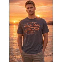 MAN'S WORLD T-Shirt MAN'S WORLD, Herren, Gr. L (52/54), grau (anthrazit, melange), Single Jersey, Obermaterial: 60% Baumwolle, 40% Polyester, bedruckt, meliert, normal, Rundhals, Shirts T-Shirt, Kurzarm, bedruckt, Rundhalsausschnitt, aus Single Jersey, Topseller