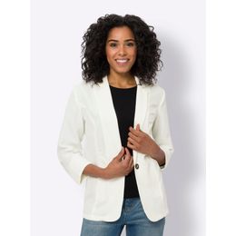 Jackenblazer Classic Basics "Blazer", Damen, Gr. 40, beige (ecru), 100% Polyester, Blazer