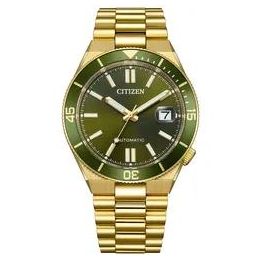 Automatikuhr Citizen "Tsuyosa Shore", goldfarben, gr&uuml;n, Armbanduhren, Herren, Automatikuhr, Armbanduhr, Damenuhr, Herrenuhr, Mechanische Uhr, Edelstahlarmband