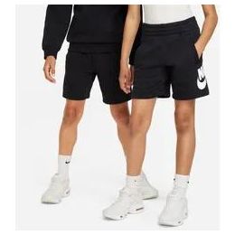 Sporthose Nike SPORTSWEAR "K NSW CLUB FT SHORT HBR", M&auml;dchen, Gr. L, N-Gr, schwarz, wei&szlig;, Obermaterial: 80% Baumwolle, 20% Polyester, Hosen Sporthose, aus French-Terry-Material, atmungsaktiv, mit Kordelzug