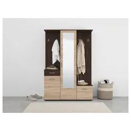 Kompaktgarderobe Inosign "Martin Flurgarderobe, Dielenschrank, Flurm&ouml;bel, Breite 134 cm", dunkle sonoma eiche, B:133,5cm H:197,5cm T:33cm, Glas, Holzwerkstoff, Kunststoff, Metall, Schr&auml;nke, v