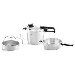 Schnellkochtopf Fissler "Vitavit Premium Dampfkochtopf Set Edelstahl Made in Germany", silber (silberfarben), H:27cm L:39,5cm &Oslash;:22cm, T&ouml;pfe, Schnellkochtopf, Verriegelungsanzeige, Einstellbares Abdampfen, Einstellbare Kochstufen